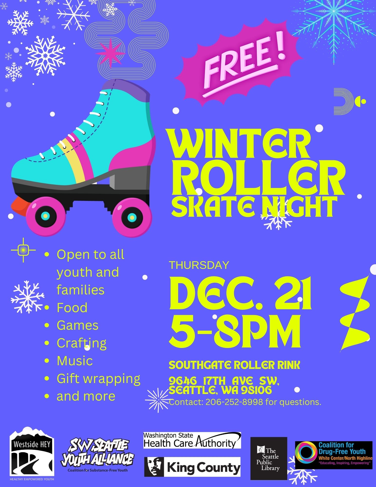 SW Seattle Youth Alliance sponsoring FREE Skate night Dec.21 | Westside ...